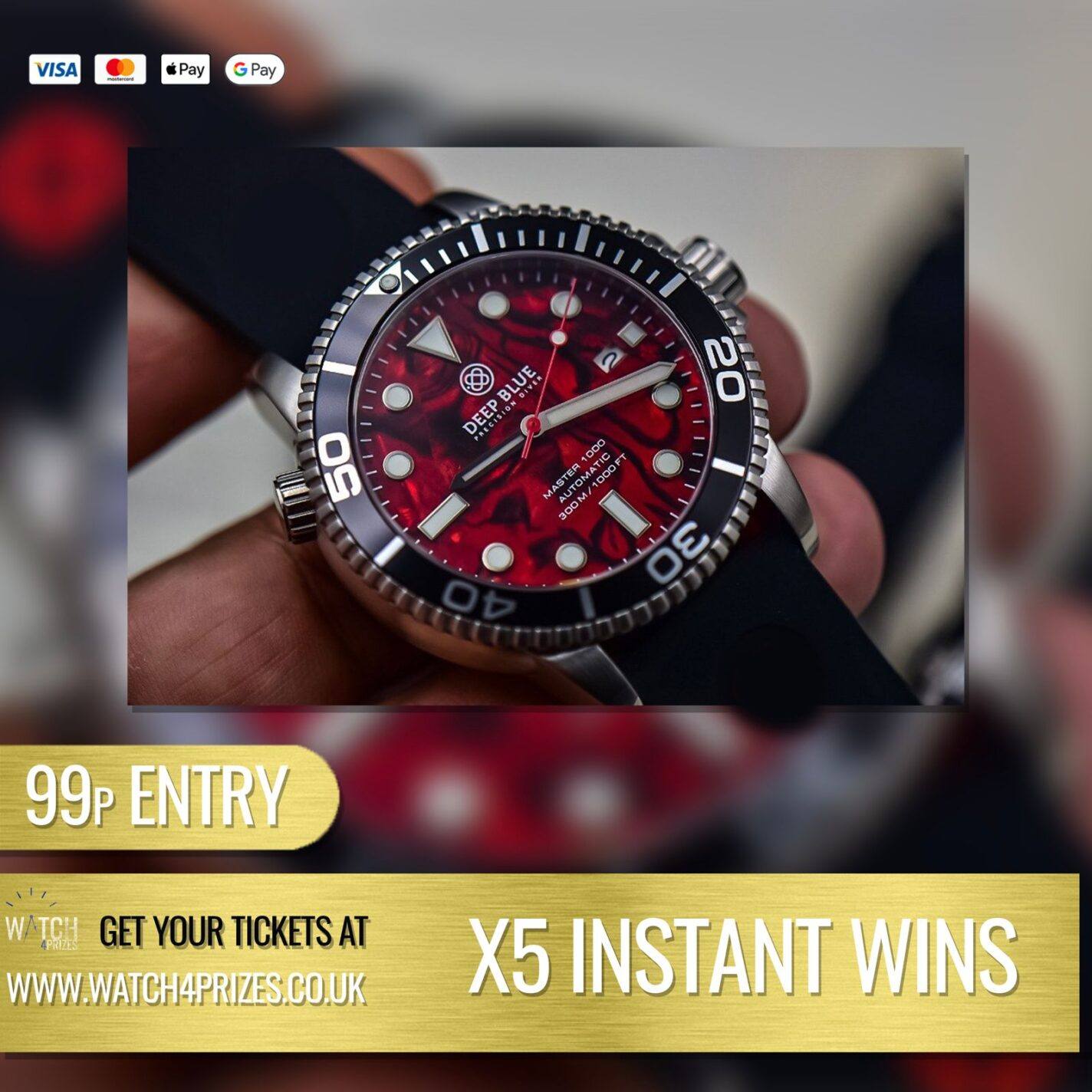 DEEP BLUE DIVER 1000 II 40mm RED ABALONE WATCH » Watch 4 Prizes