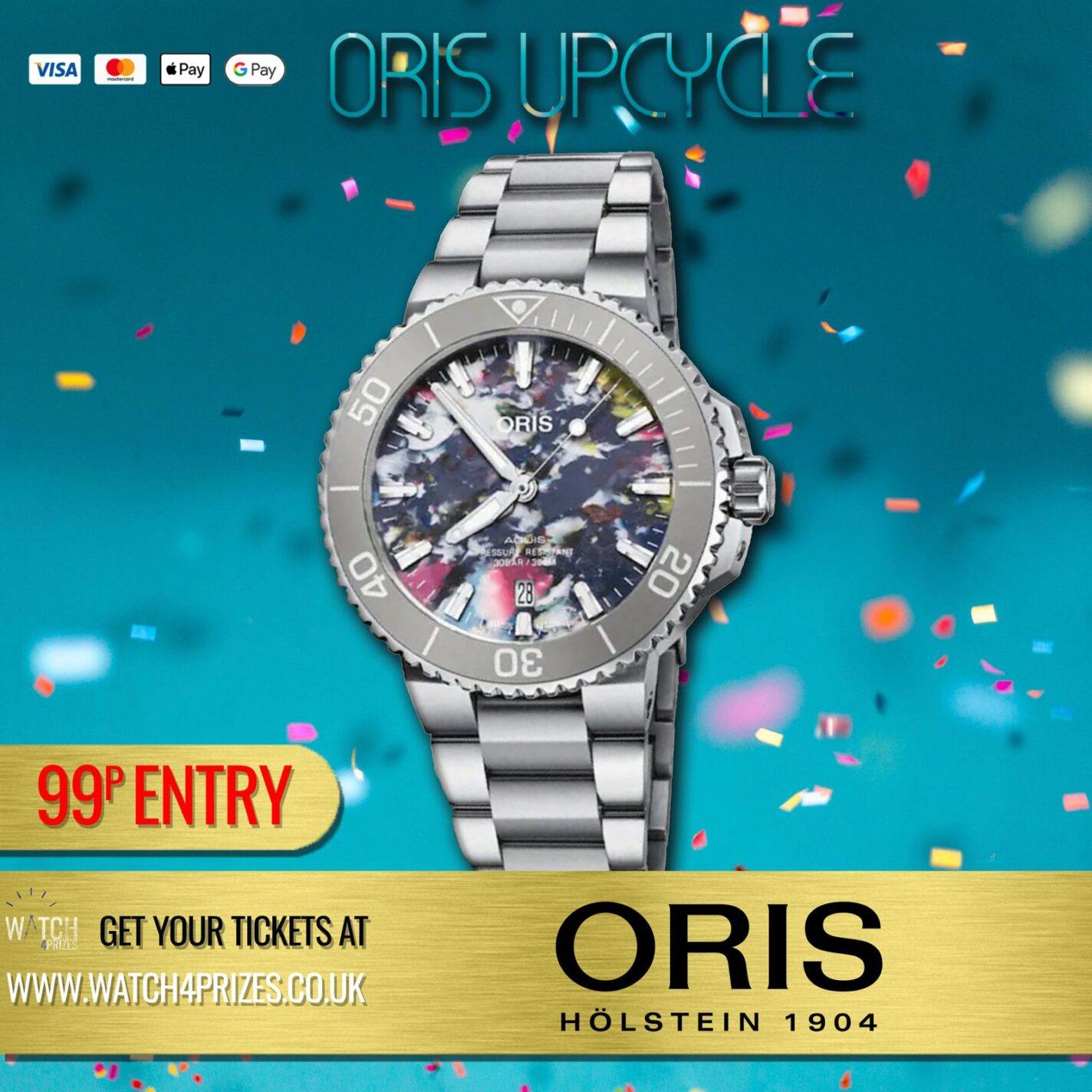 ORIS AQUIS UPCYCLE DATE WATCH OR £1,000 CASH ALTERNATIVE » Watch 4 Prizes
